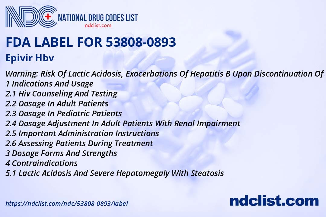 FDA Label for Epivir Hbv - Indications, Usage & Precautions