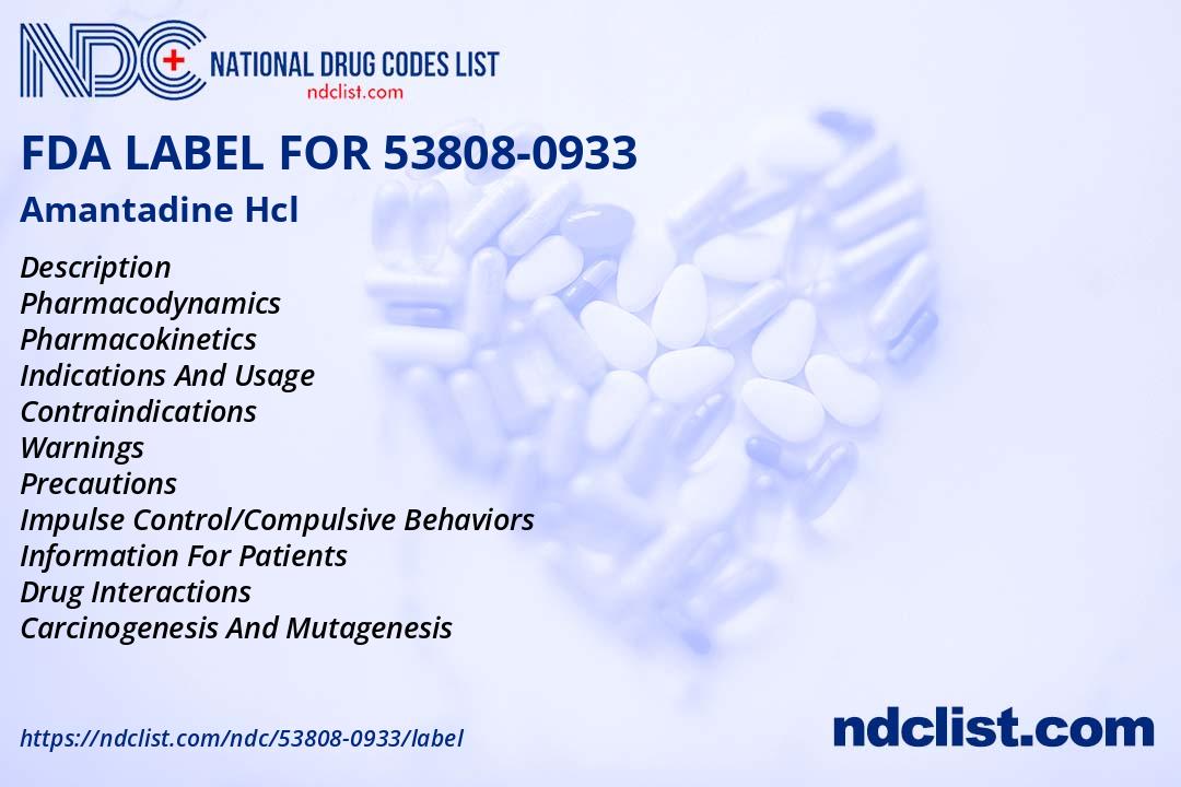 FDA Label for Amantadine Hcl - Indications, Usage & Precautions
