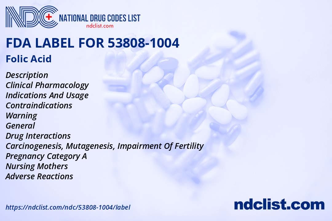 FDA Label for Folic Acid - Indications, Usage & Precautions
