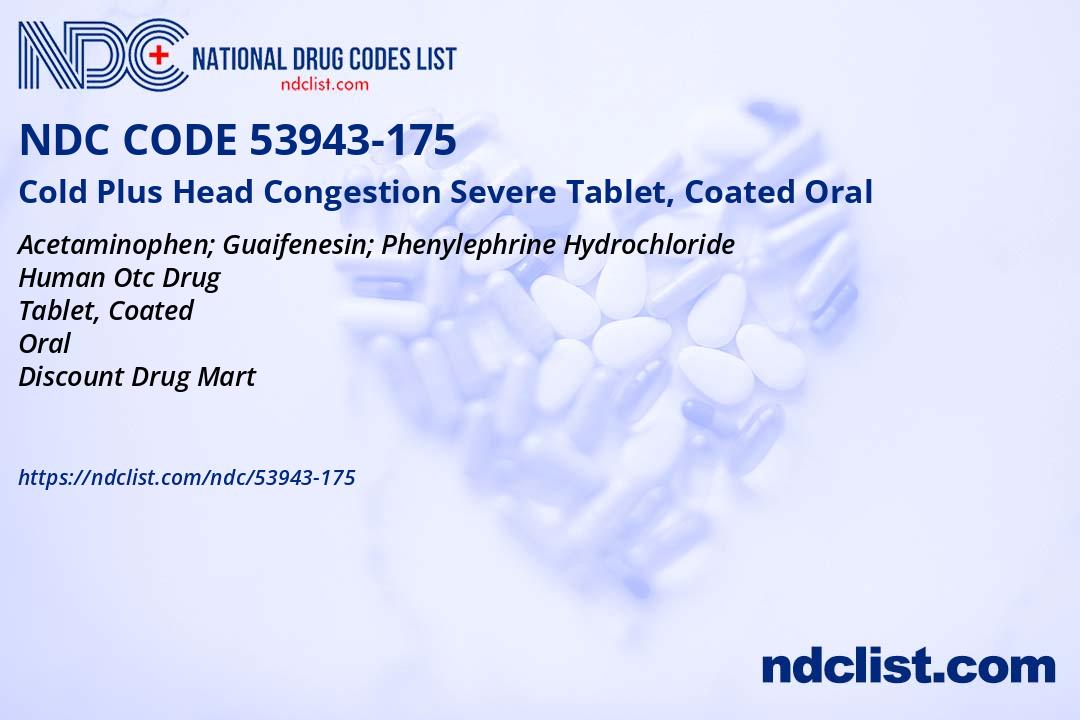 Cold Plus Head Congestion Severe- NDC53943-175