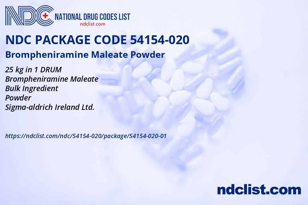NDC Package 54154-020-01 Brompheniramine Maleate Powder