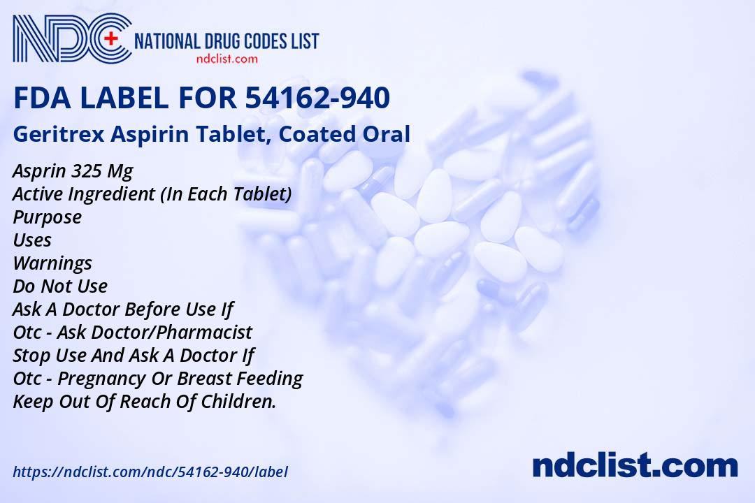 FDA Label for Geritrex Aspirin Tablet, Coated Oral - Indications, Usage ...