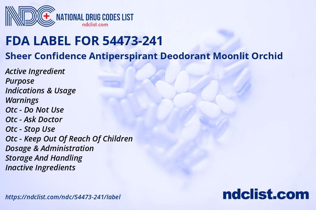 FDA Label for Sheer Confidence Antiperspirant Deodorant Moonlit Orchid ...