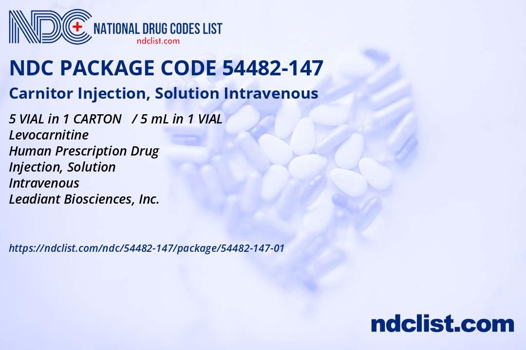 NDC Package 54482-147-01 Carnitor Injection, Solution Intravenous