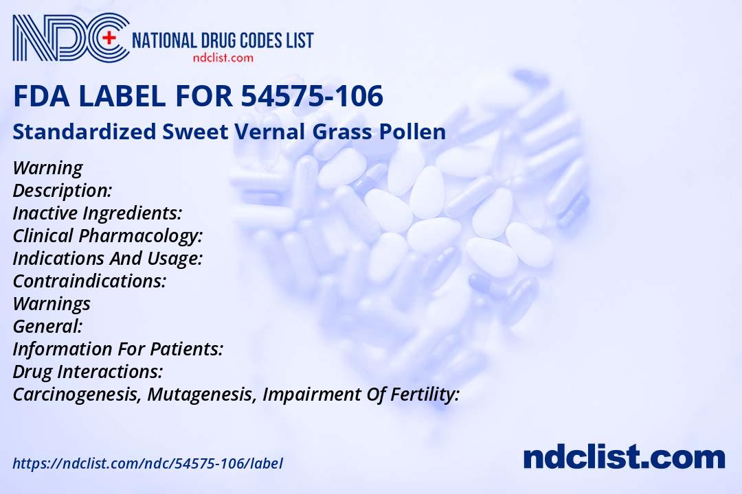 FDA Label for Standardized Sweet Vernal Grass Pollen - Indications ...