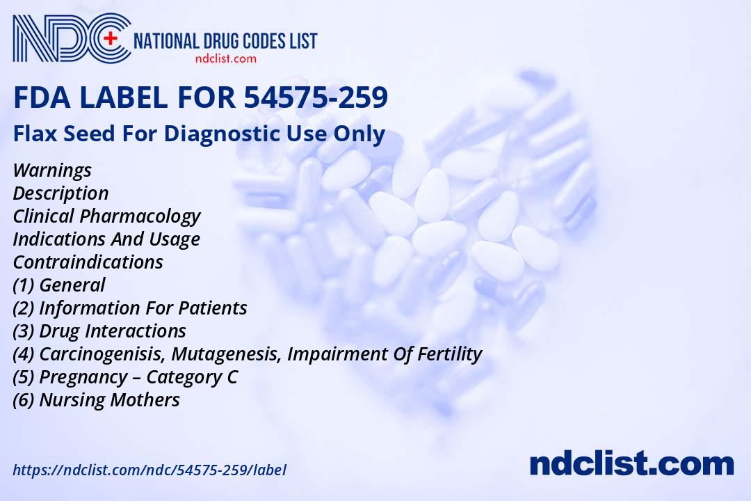 FDA Label for Flax Seed For Diagnostic Use Only - Indications, Usage ...