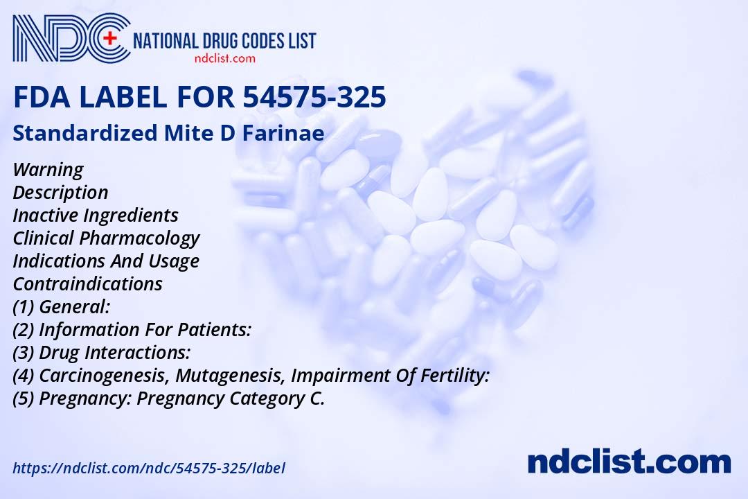 FDA Label for Standardized Mite D Farinae - Indications, Usage ...