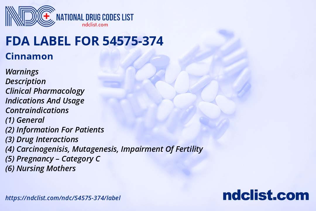 FDA Label for Cinnamon - Indications, Usage & Precautions