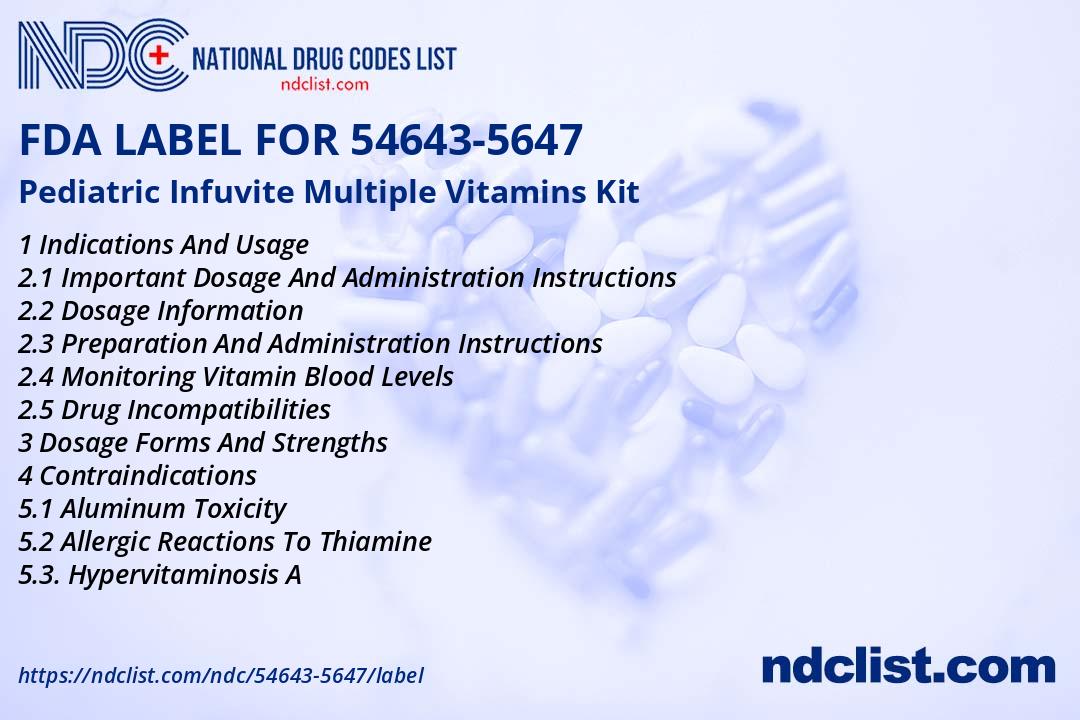 FDA Label for Pediatric Infuvite Multiple Vitamins Kit - Indications ...