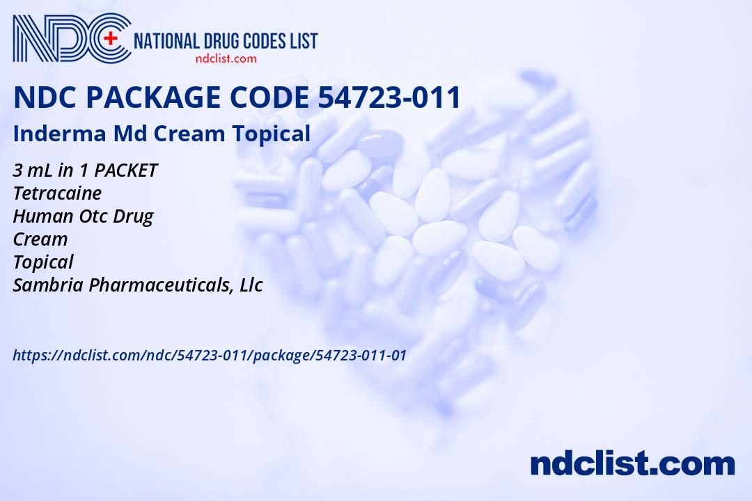 NDC Package 54723-011-01 Inderma Md Cream Topical