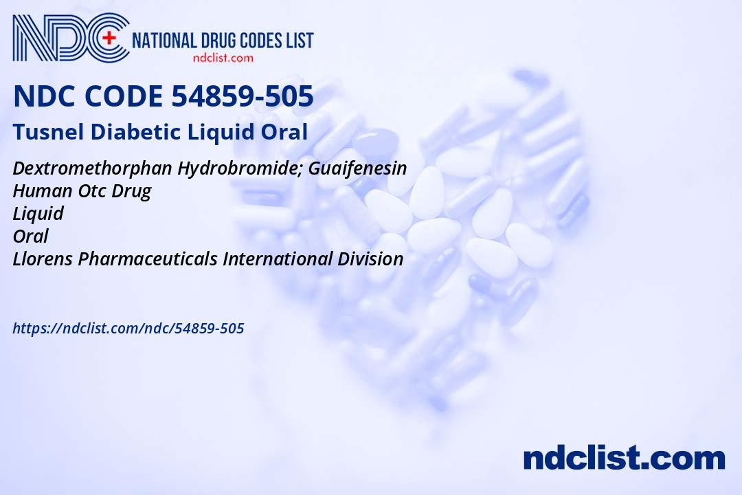 NDC 54859-505 Tusnel Diabetic Liquid Oral