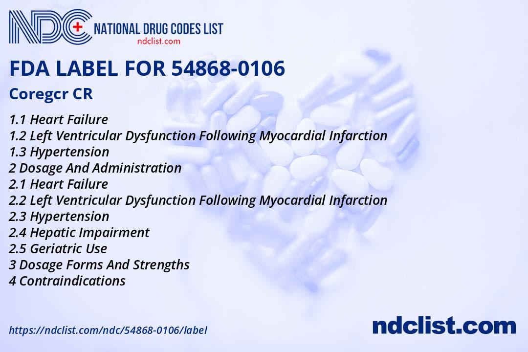 FDA Label for Coregcr CR - Indications, Usage & Precautions