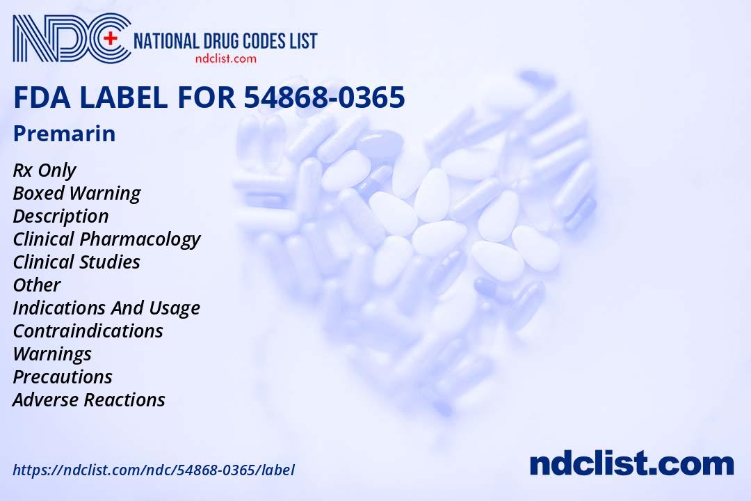 Premarin FDA Label - NDC 54868-0365