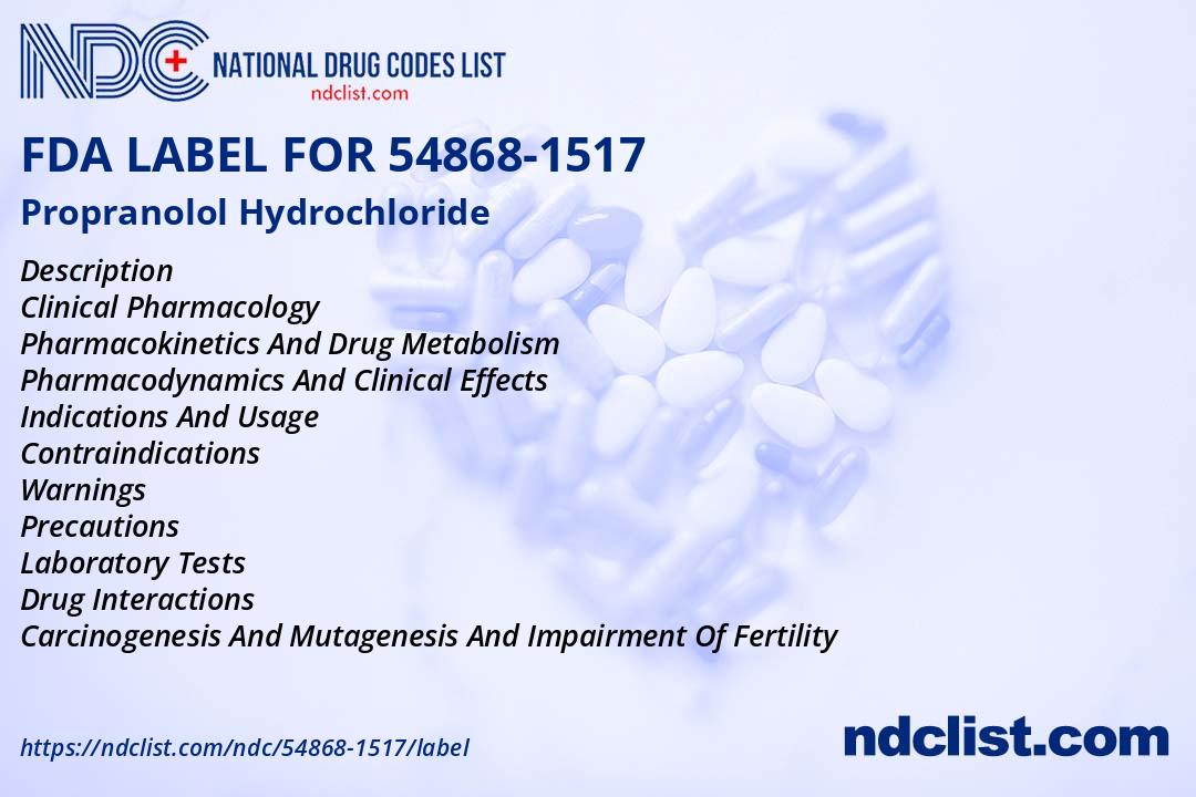 FDA Label for Propranolol Hydrochloride - Indications, Usage & Precautions