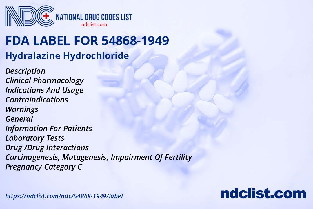 FDA Label for Hydralazine Hydrochloride - Indications, Usage & Precautions