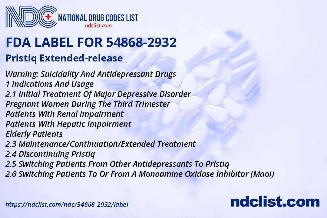 Pristiq- FDA Label NDC54868-2932