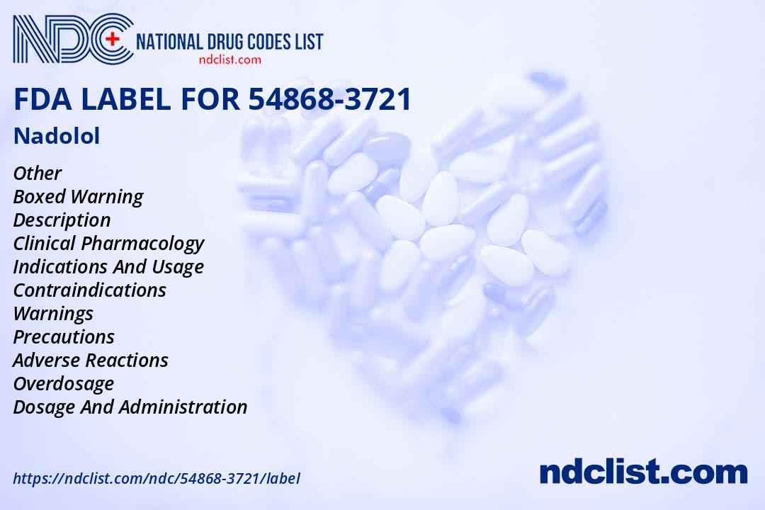 FDA Label for Nadolol - Indications, Usage & Precautions