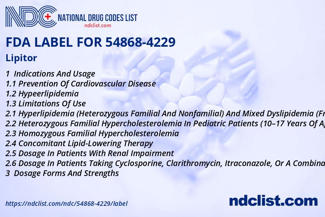 FDA Label for Lipitor - Indications, Usage & Precautions