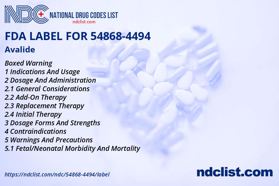 Avalide- FDA Label NDC54868-4494