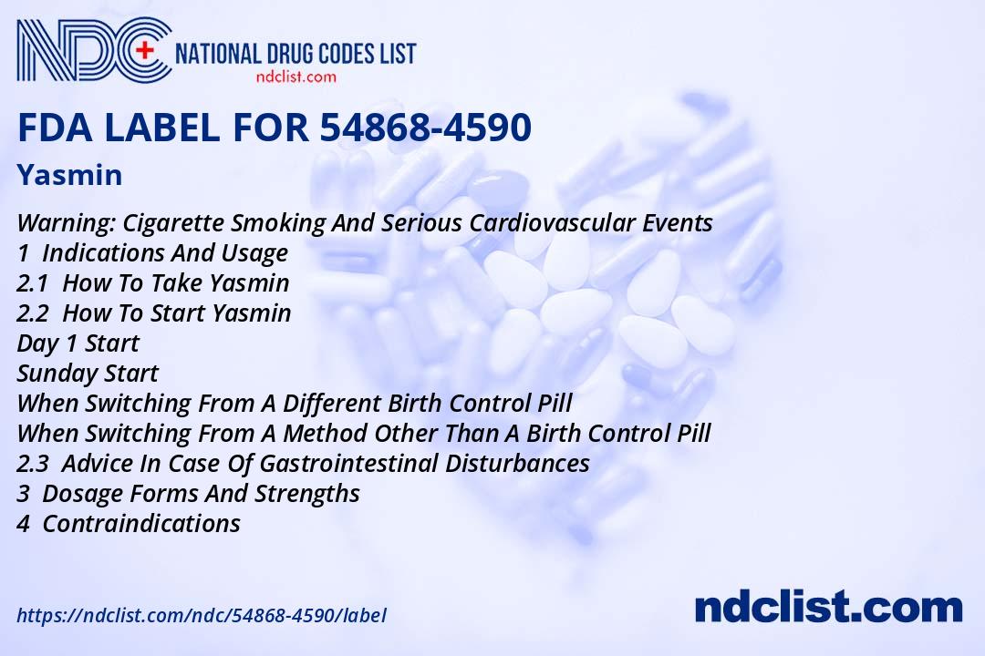 Yasmin- FDA Label NDC54868-4590