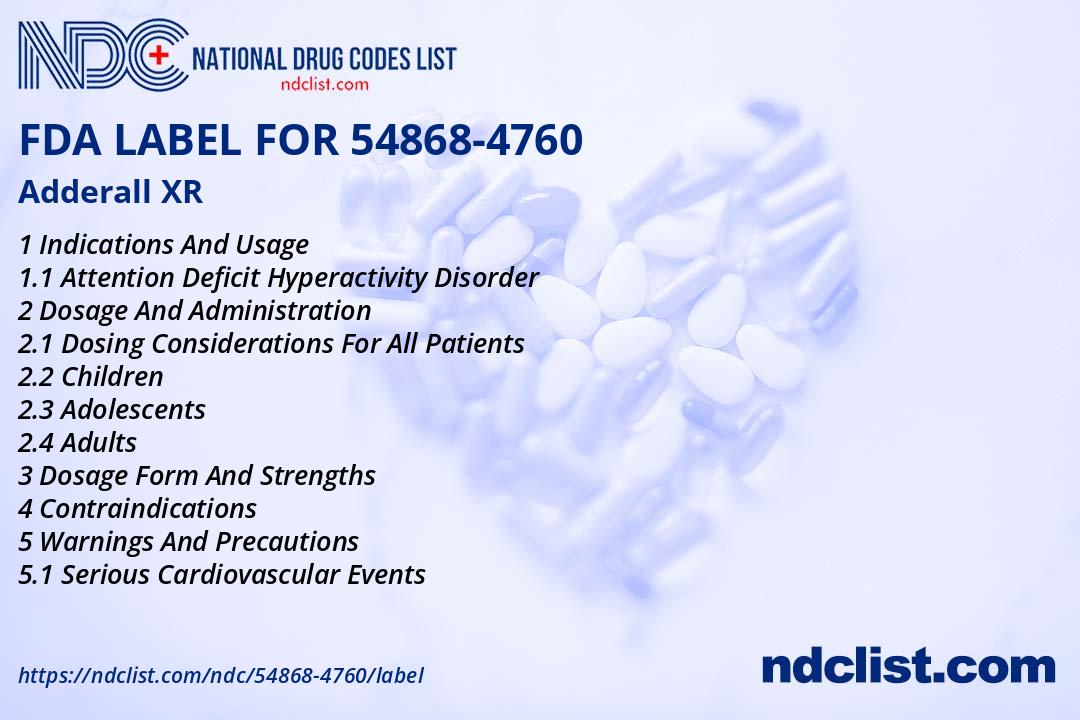 FDA Label for Adderall XR - Indications, Usage & Precautions