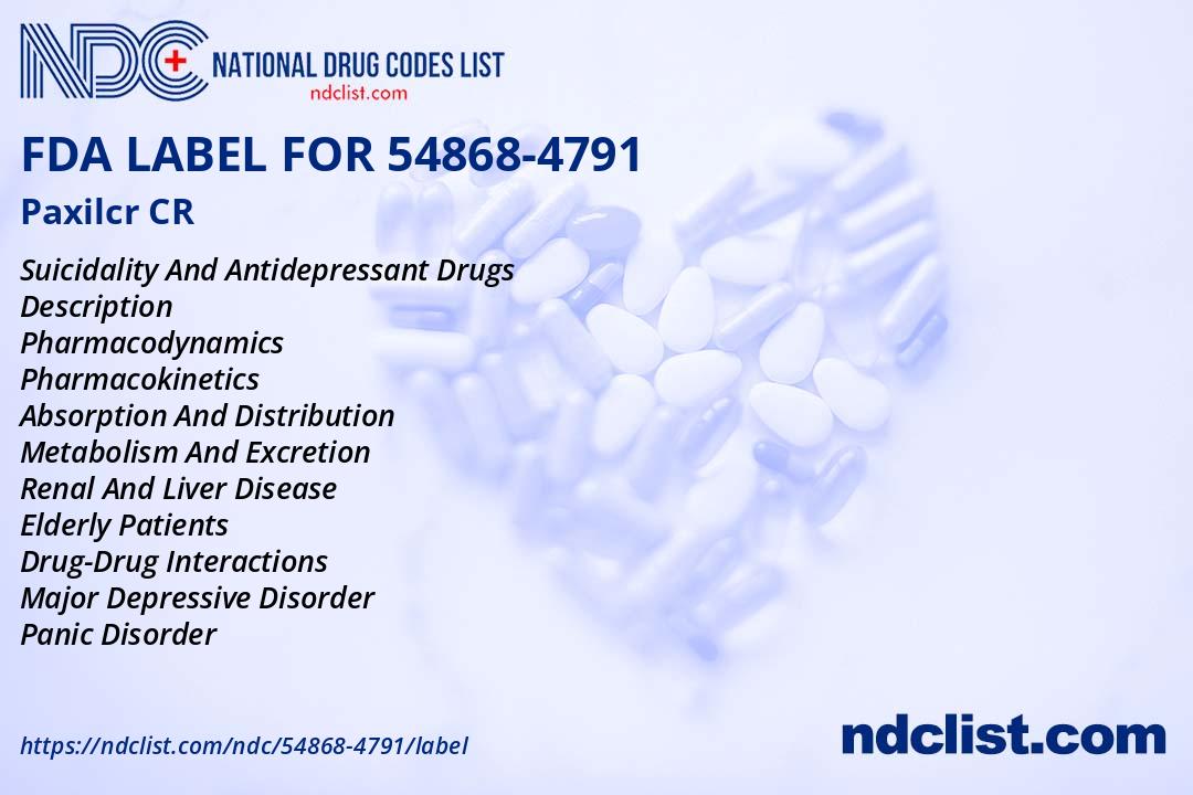 FDA Label for Paxilcr CR - Indications, Usage & Precautions