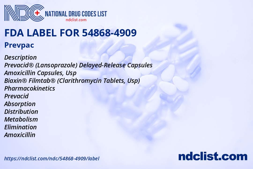 Prevpac FDA Label - NDC 54868-4909