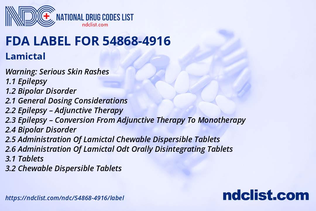 Lamictal- FDA Label NDC54868-4916