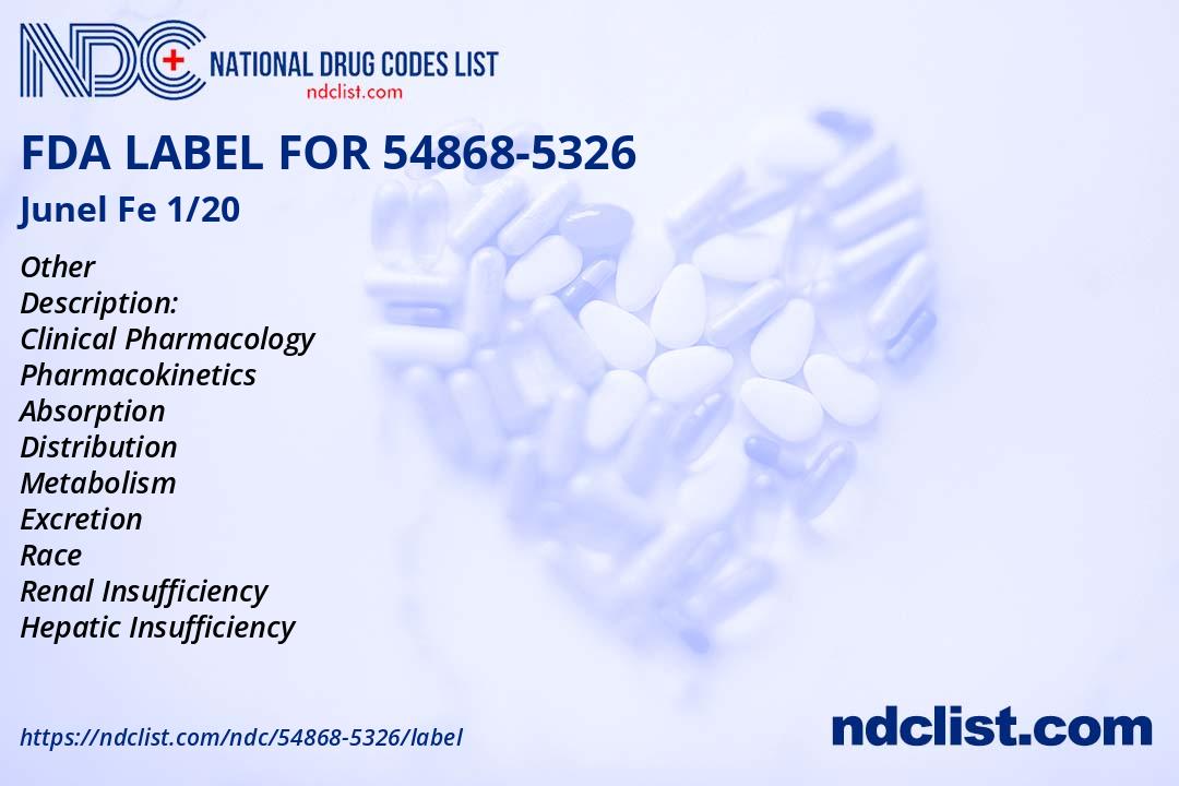 FDA Label for Junel Fe 1/20 - Indications, Usage & Precautions