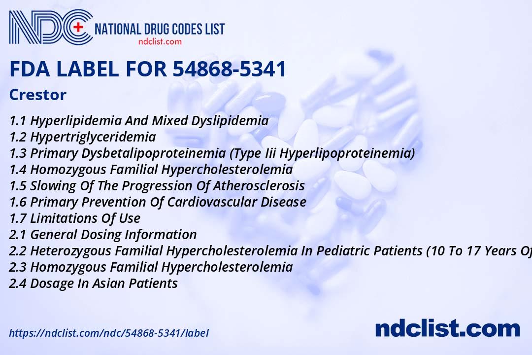 FDA Label for Crestor - Indications, Usage & Precautions