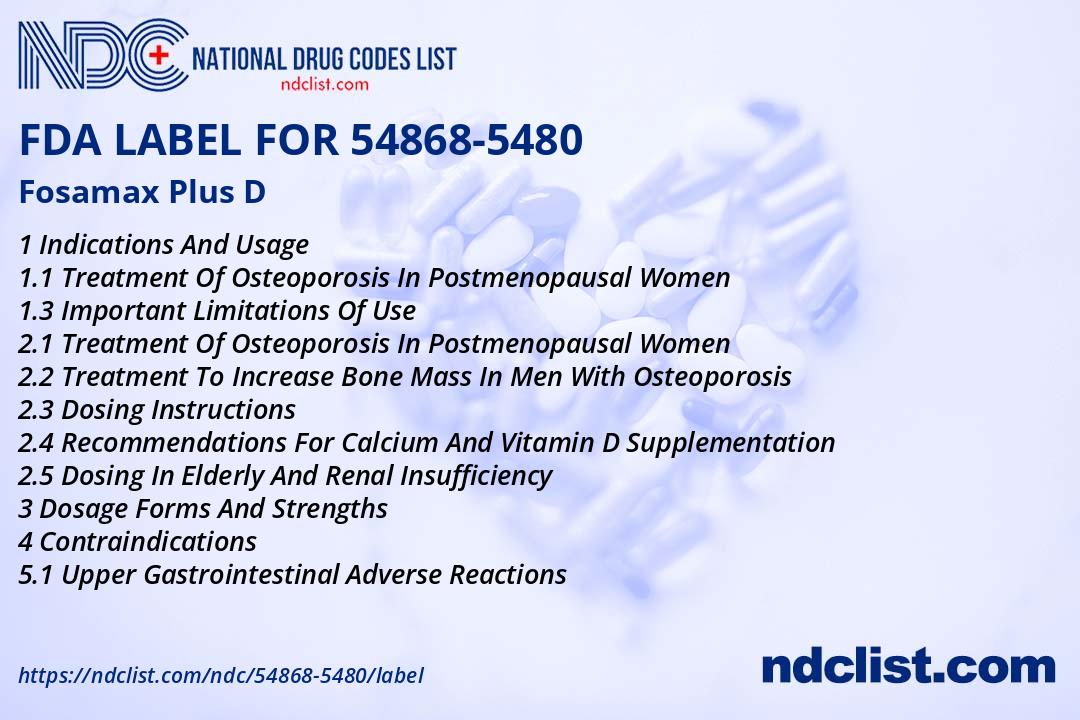 FDA Label for Fosamax Plus D - Indications, Usage & Precautions