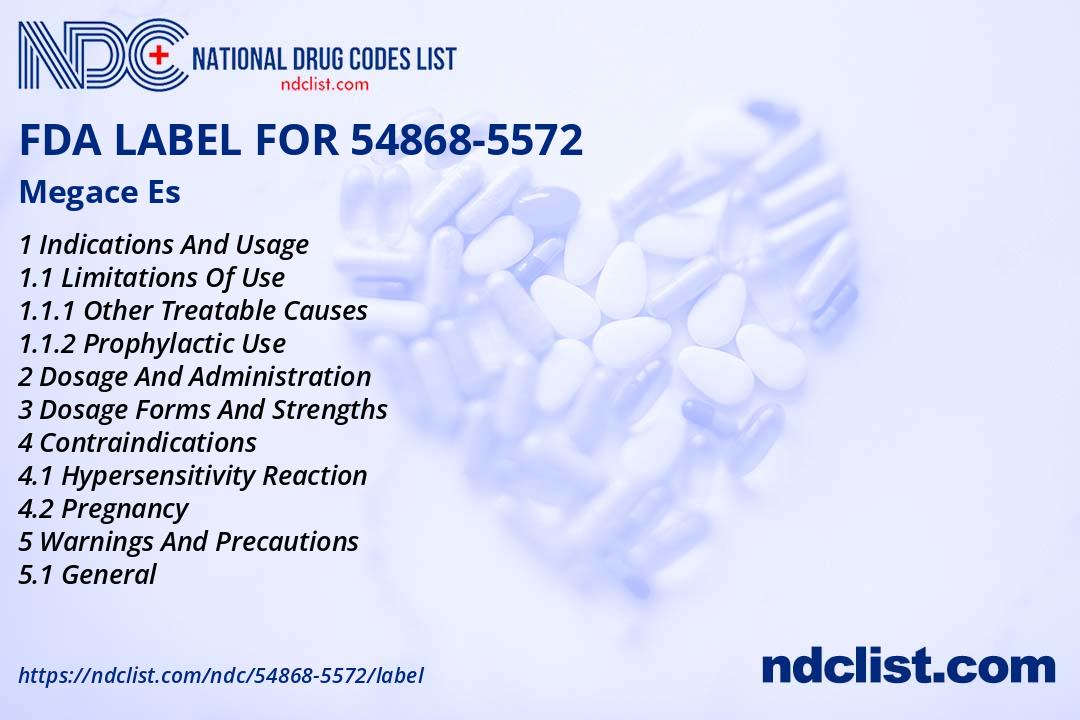 FDA Label for Megace Es - Indications, Usage & Precautions
