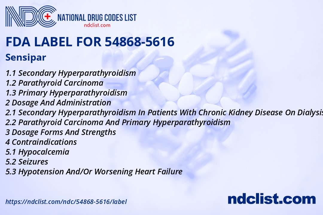 Sensipar FDA Label - NDC 54868-5616