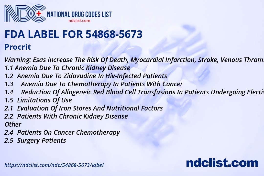 FDA Label for Procrit - Indications, Usage & Precautions