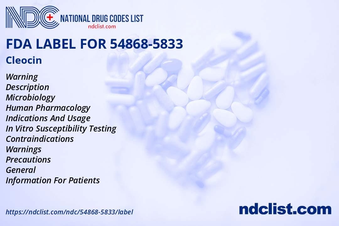 Cleocin FDA Label - NDC 54868-5833