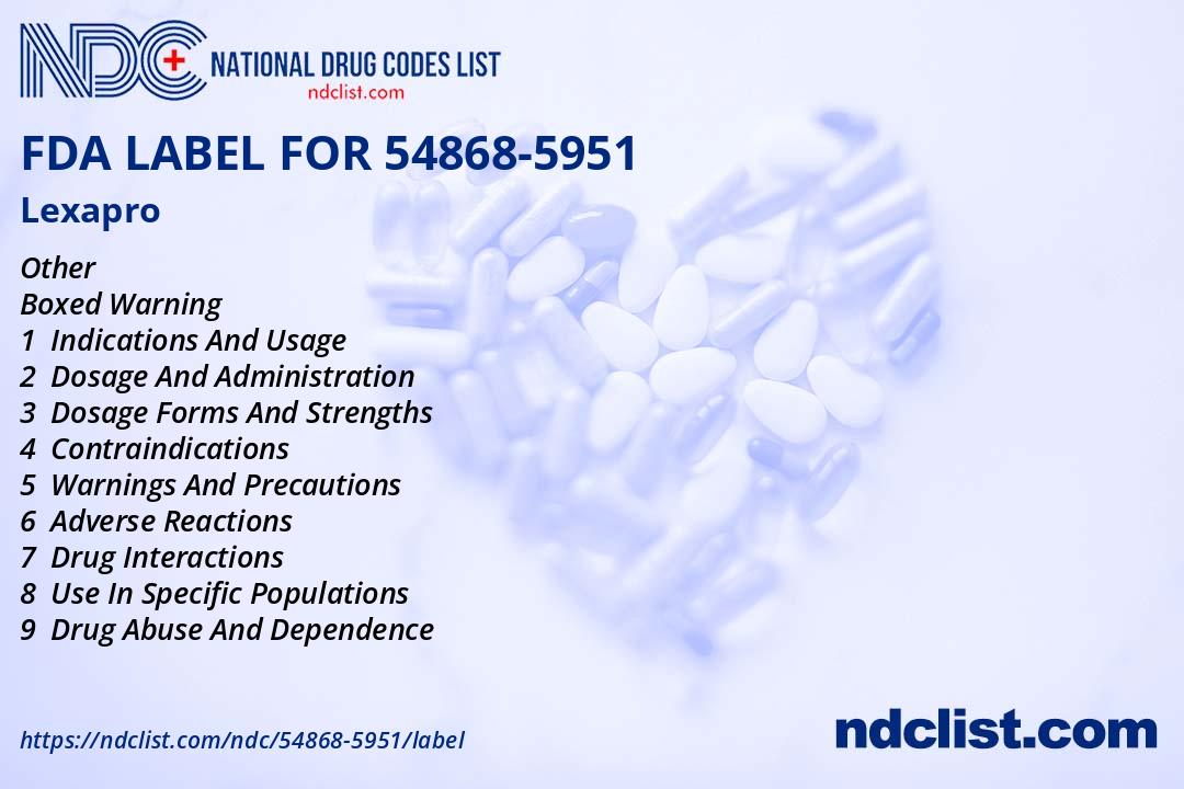FDA Label for Lexapro - Indications, Usage & Precautions