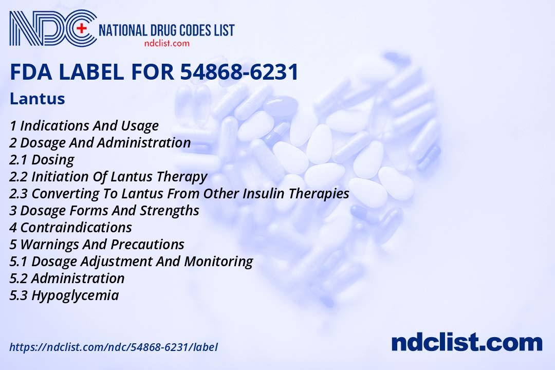 FDA Label for Lantus - Indications, Usage & Precautions