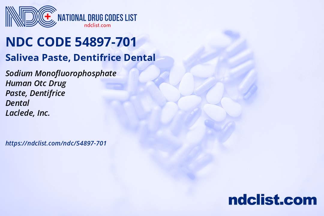 NDC 54897-701 Salivea Paste, Dentifrice Dental