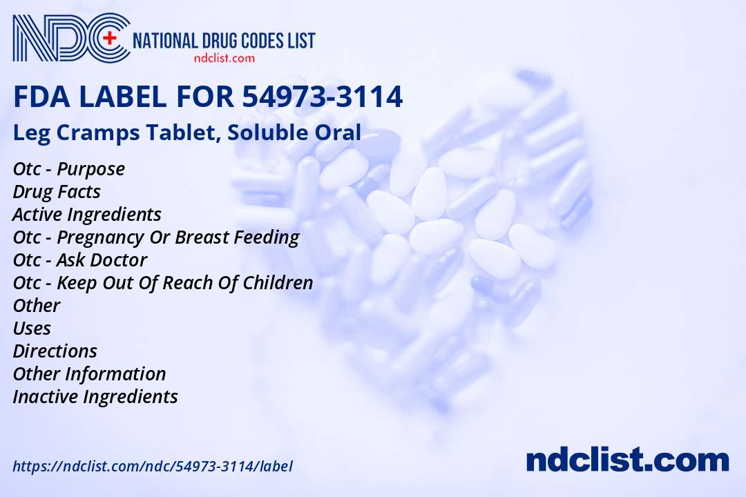Leg Cramps Tablet, Soluble- FDA Label NDC54973-3114