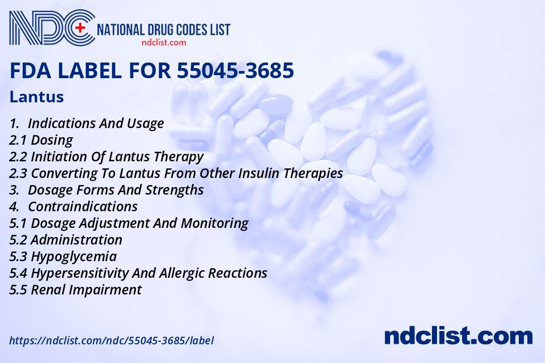 FDA Label for Lantus - Indications, Usage & Precautions