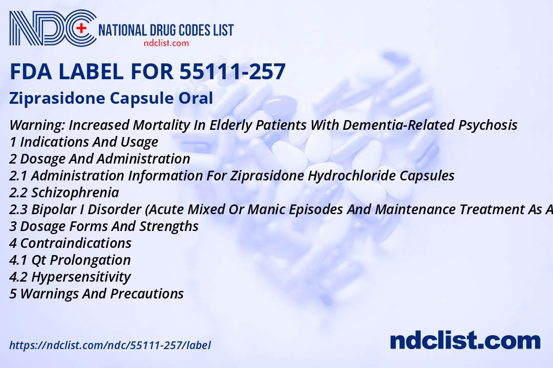 FDA Label for Ziprasidone Capsule Oral - Indications, Usage & Precautions