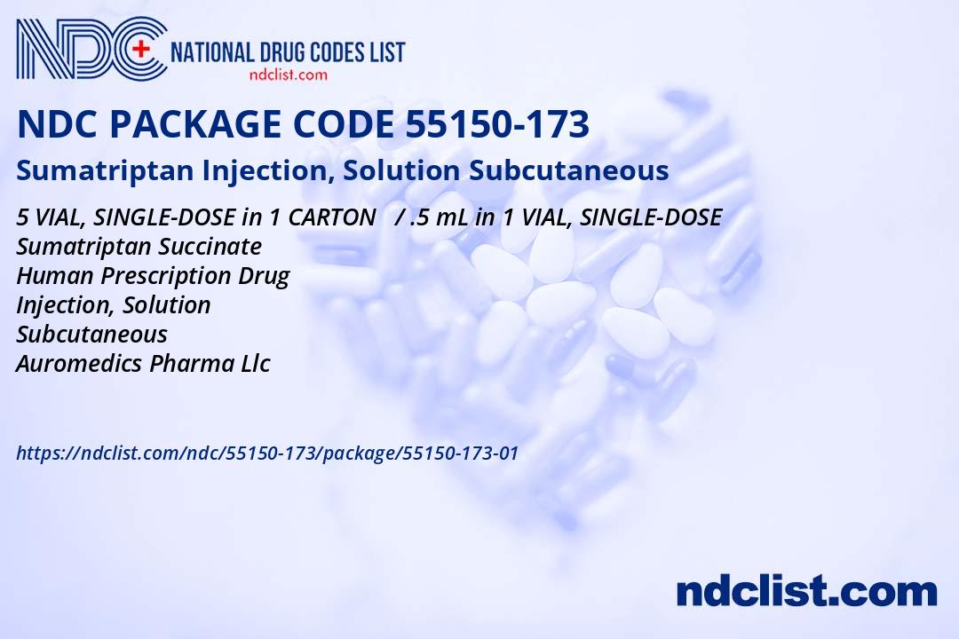 NDC Package 55150-173-01 Sumatriptan Injection, Solution Subcutaneous