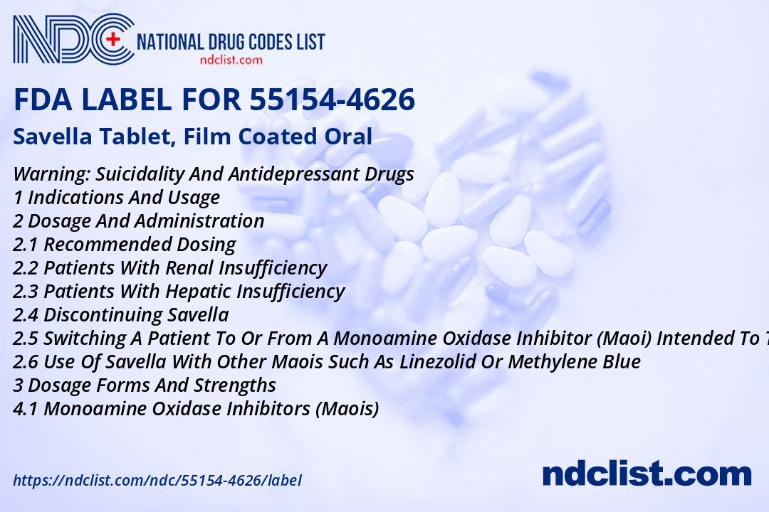 FDA Label for Savella Tablet, Film Coated Oral - Indications, Usage & Precautions