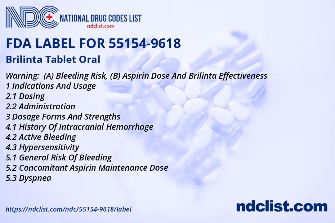 Brilinta Tablet FDA Label - NDC 55154-9618