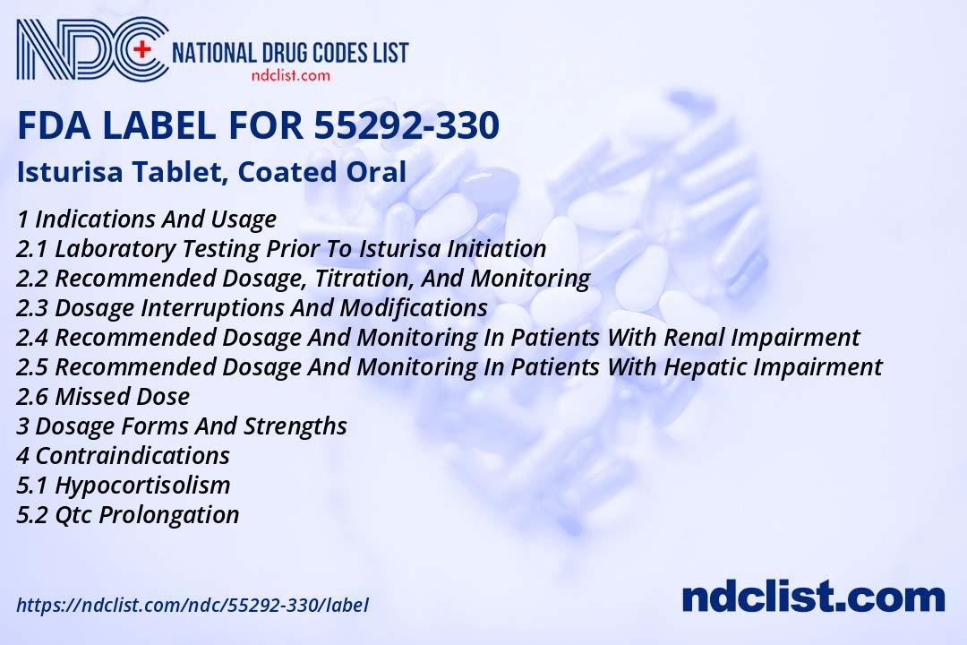 Isturisa Tablet, Coated- FDA Label NDC55292-330