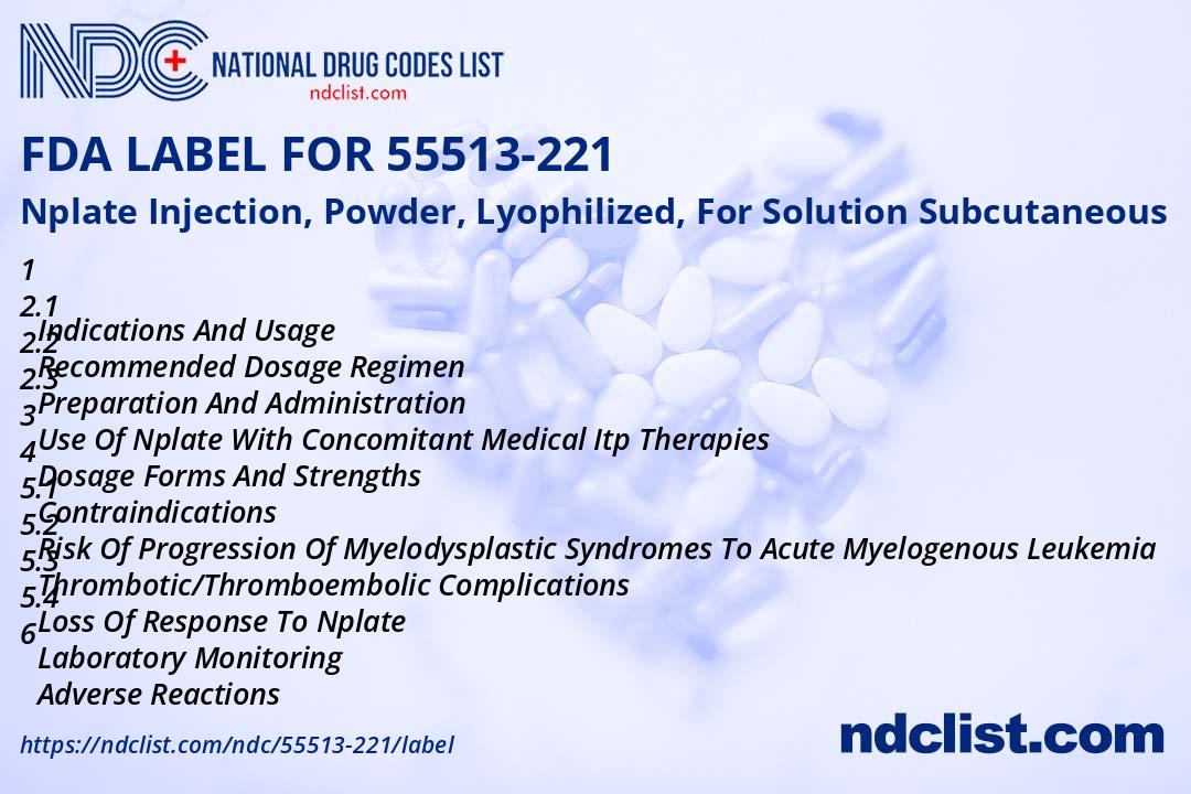 FDA Label for Nplate Injection, Powder, Lyophilized, For Solution ...
