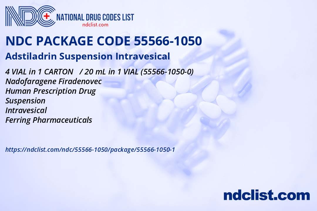NDC Package 55566-1050-1 Adstiladrin Suspension Intravesical