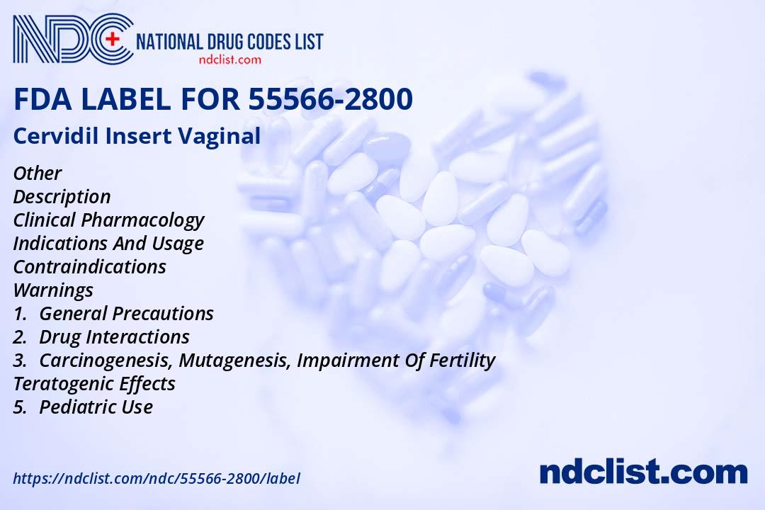 FDA Label for Cervidil Insert Vaginal - Indications, Usage & Precautions