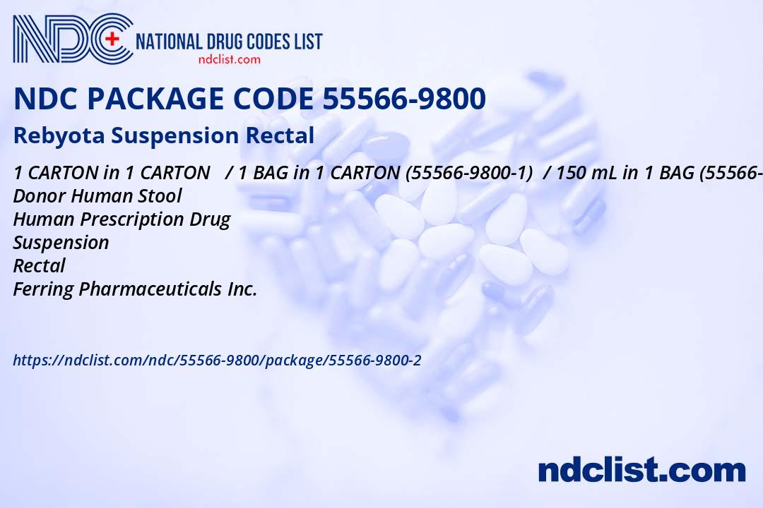NDC Package 55566-9800-2 Rebyota Suspension Rectal