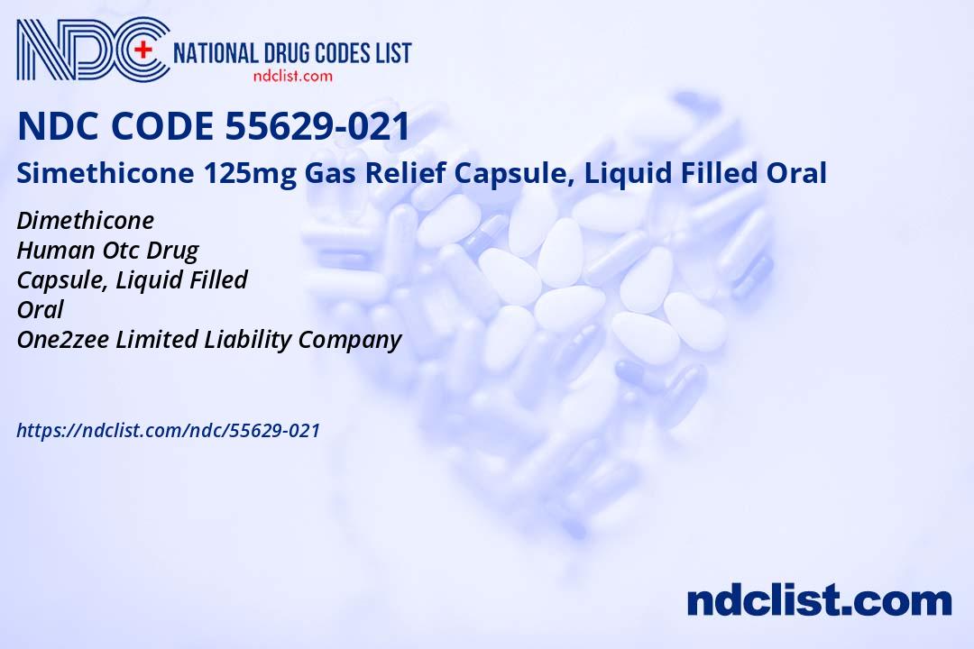 NDC 55629-021 Simethicone 125mg Gas Relief